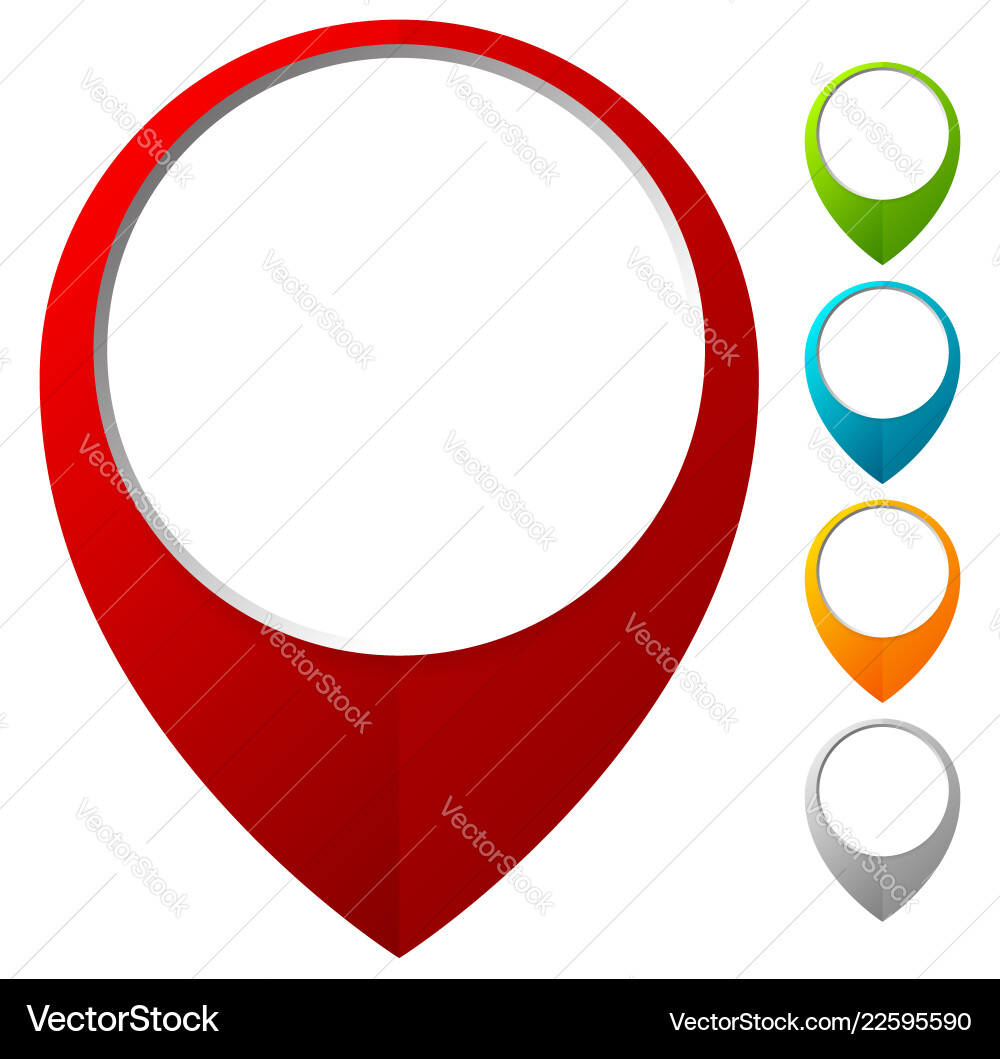 Map marker pin icon in 5 colors Royalty Free Vector Image