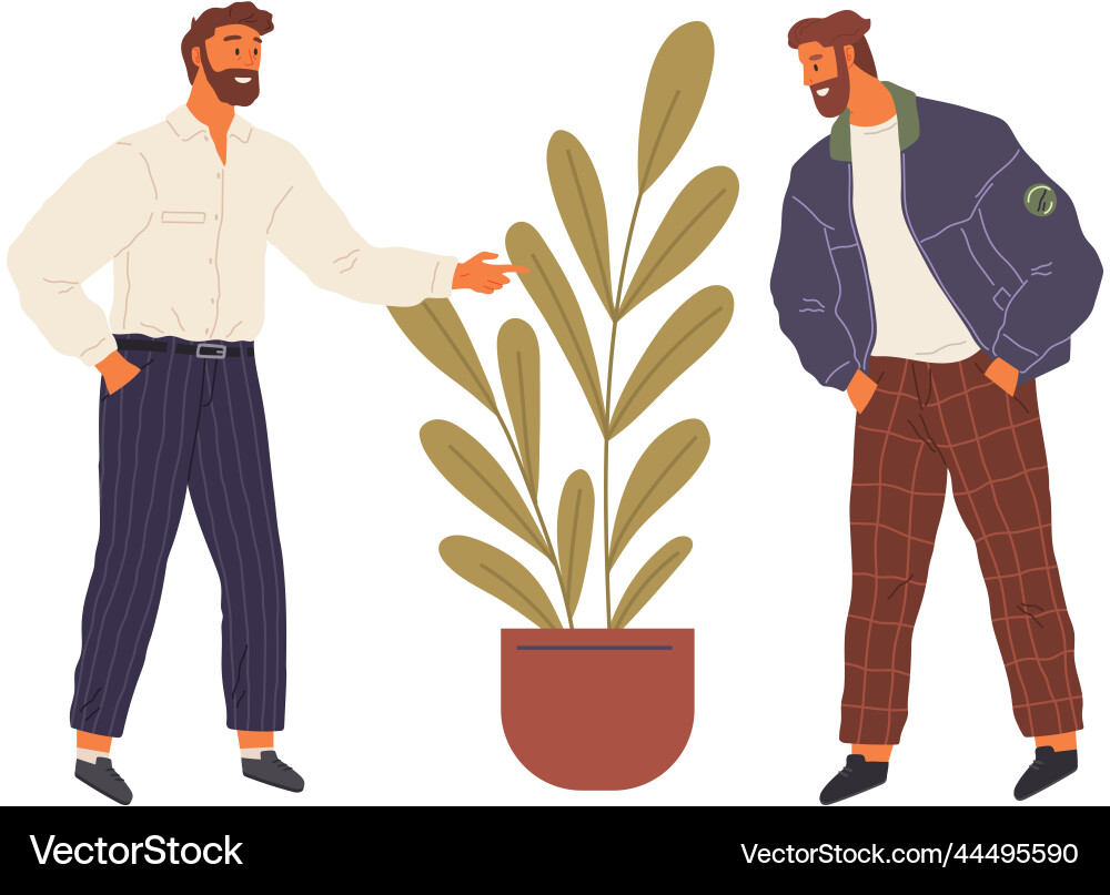 Men talking together facing each other male Vector Image