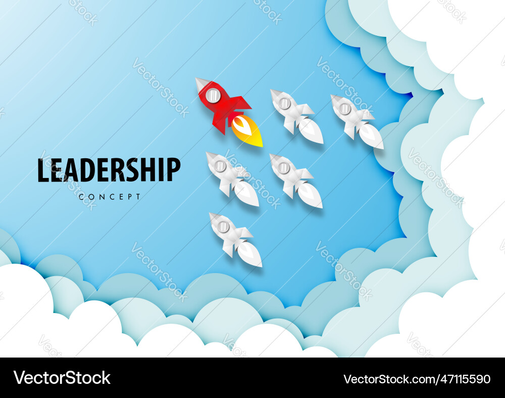 Rocket leadership concept with paper art Vector Image