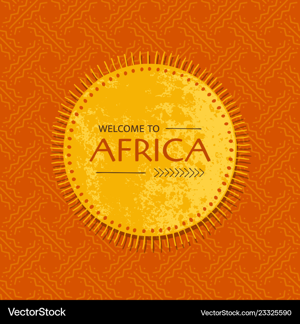 Tribal african card with sun frame template Vector Image