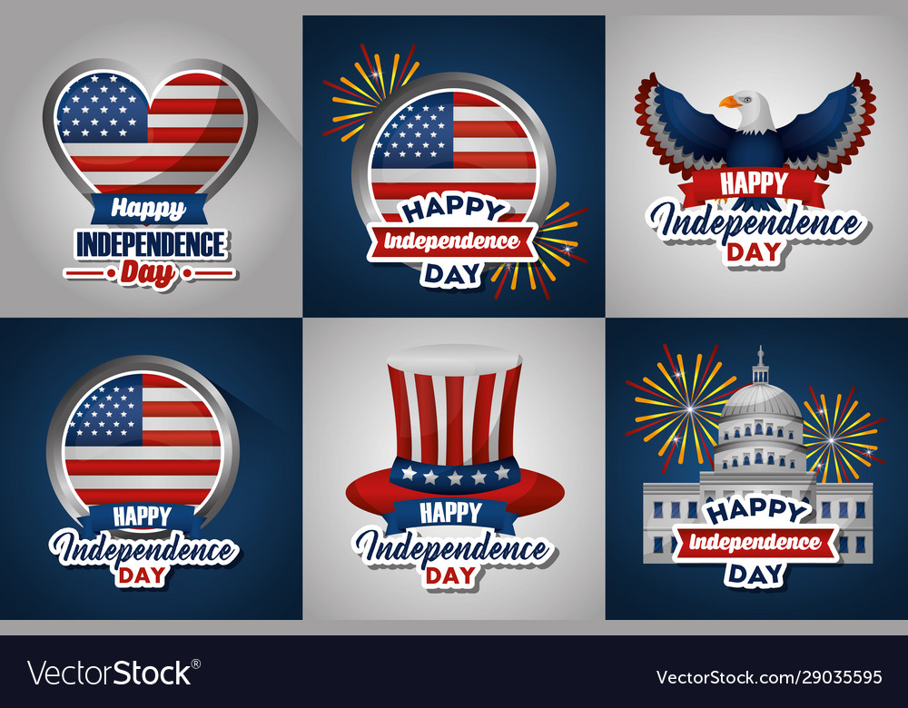 Bundle presidents day set emblems Royalty Free Vector Image
