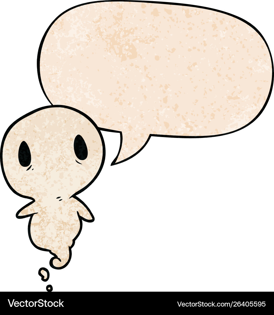 Cute cartoon ghost and speech bubble in retro Vector Image