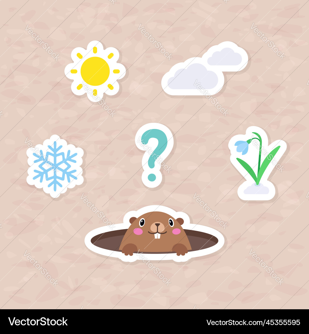 Cute cartoon marmot sticker pack printable Vector Image