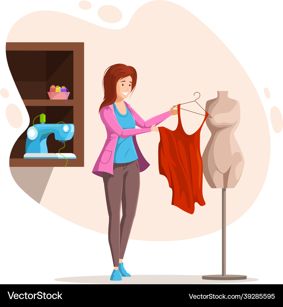 Female dressmaker sewing creative handmade Vector Image
