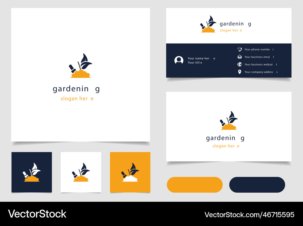 Gardening logo design with editable slogan Vector Image