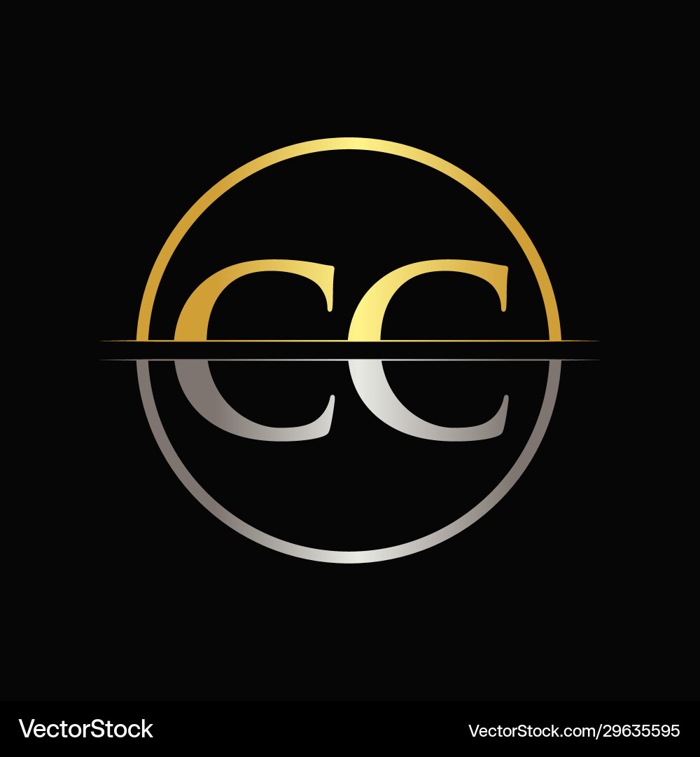Initial gold and silver color cc letter logo Vector Image