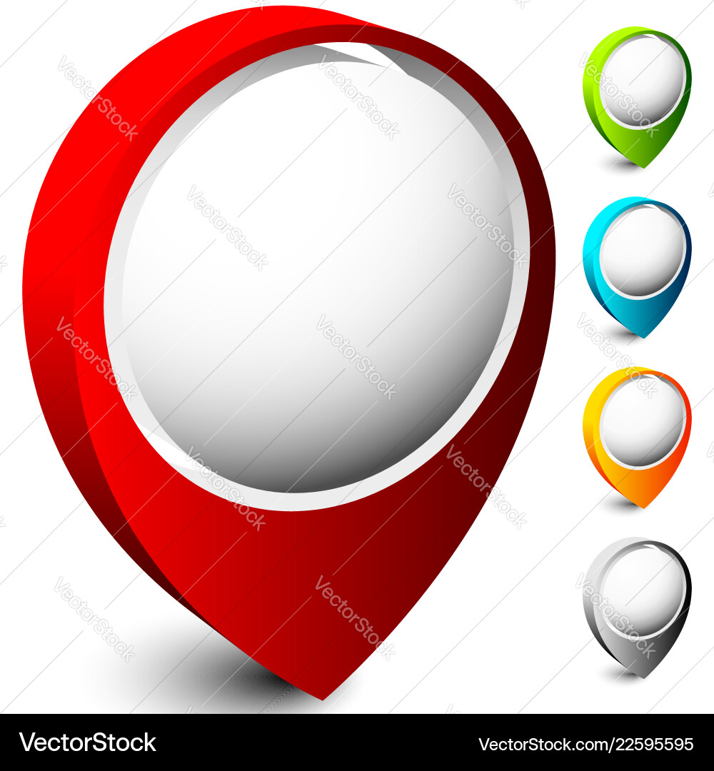Map marker pin icon in 5 colors Royalty Free Vector Image