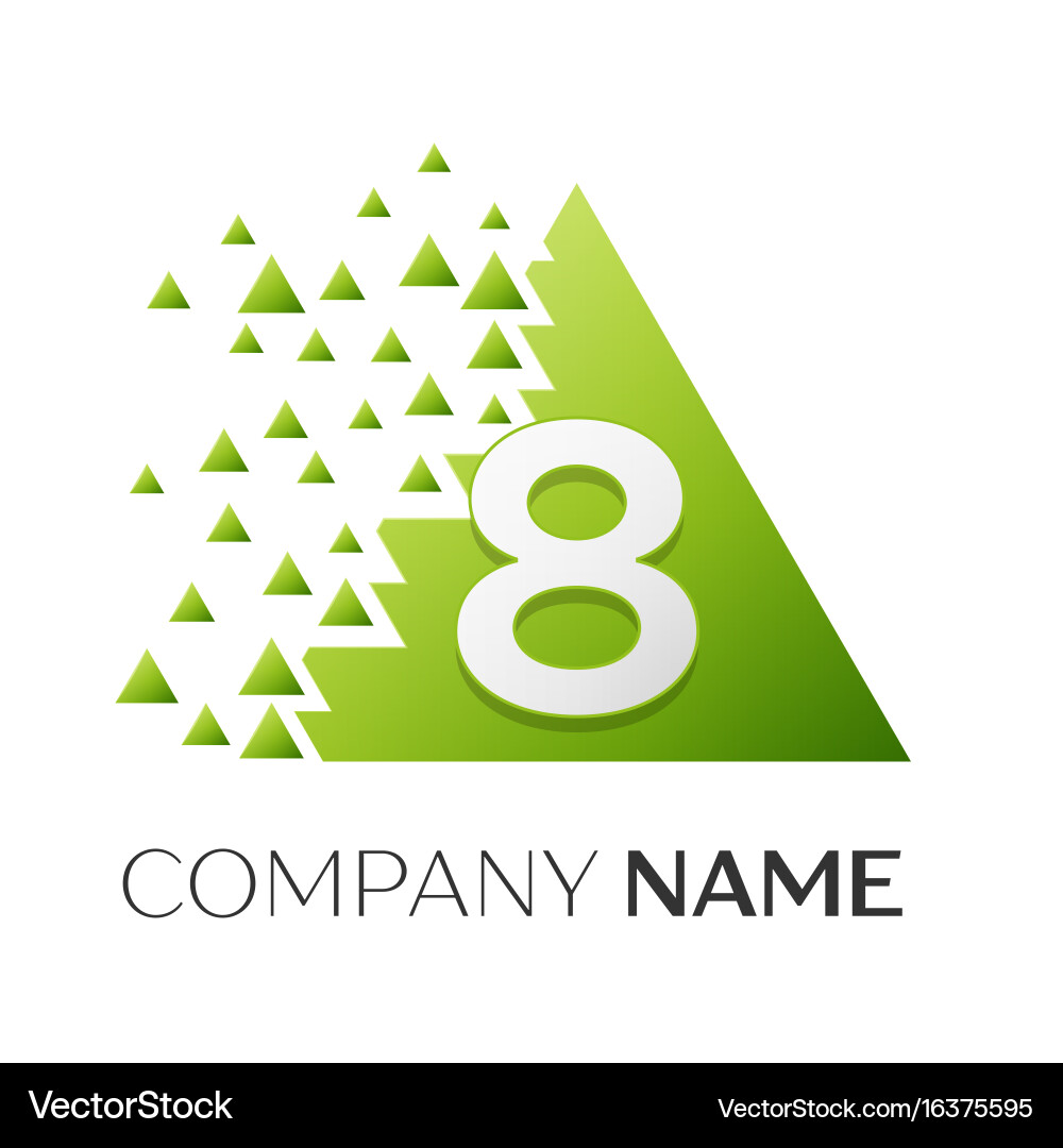 Number eight symbol in colorful triangle Vector Image