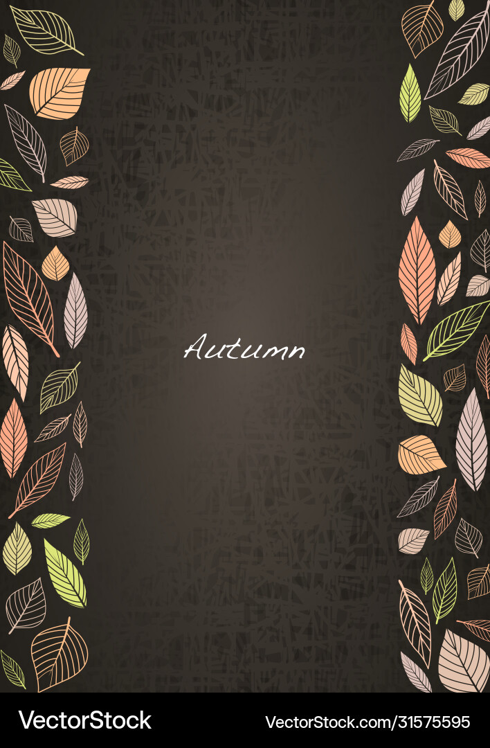 Printabstract fall leaves and doodle frame Vector Image