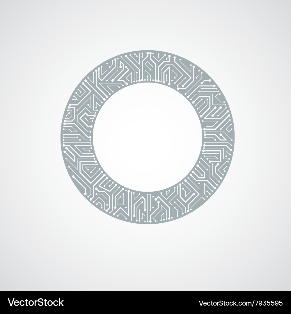 Round circuit board with electronic components of Vector Image