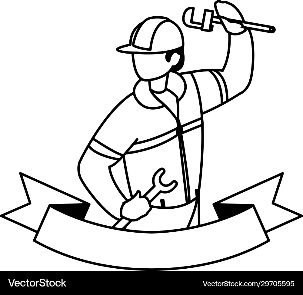 Technician man in uniform with equipment on white Vector Image