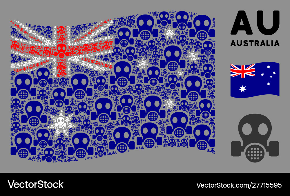Waving australia flag composition gas mask Vector Image