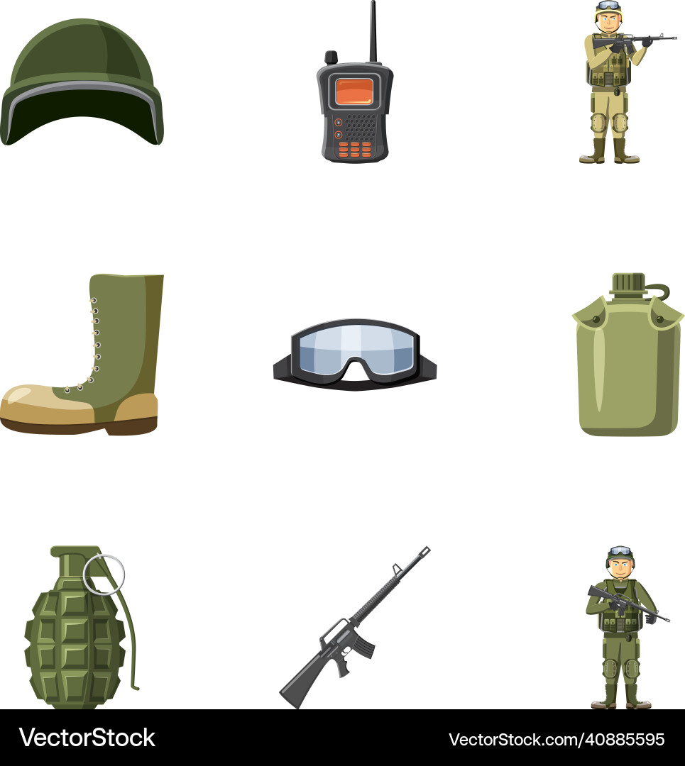 Weapons icons set cartoon style Royalty Free Vector Image