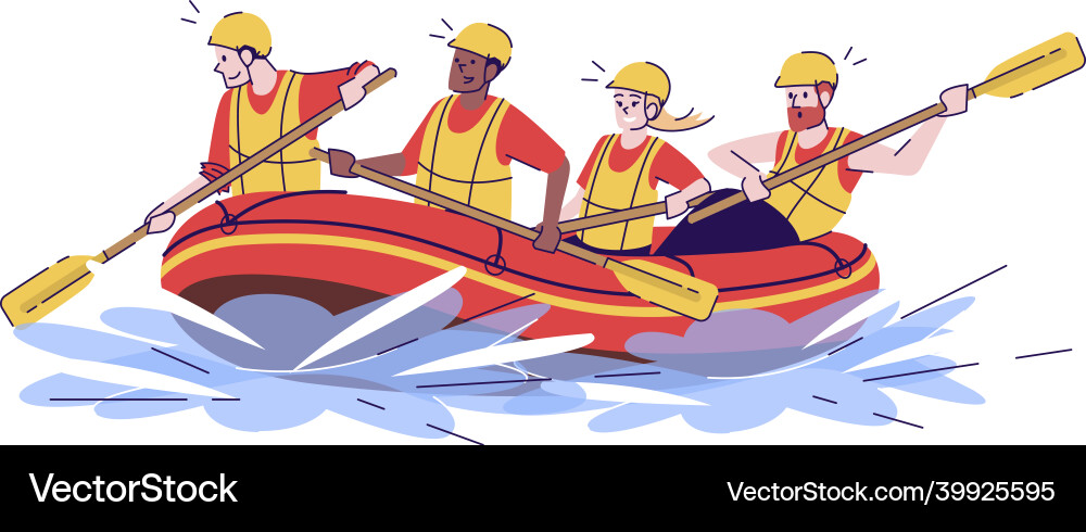 Whitewater rafting flat doodle people in raft Vector Image