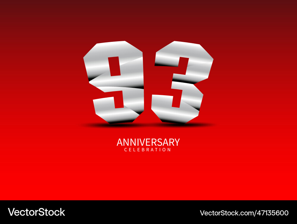 93 year anniversary celebration logo silver Vector Image