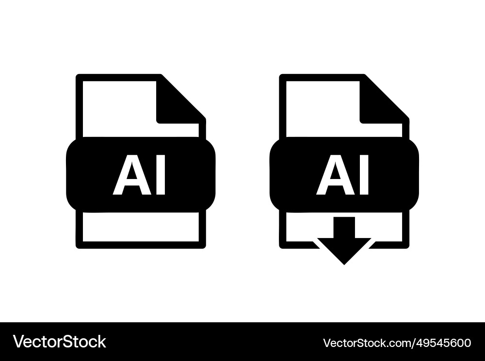 Ai file format black icon download sign Royalty Free Vector