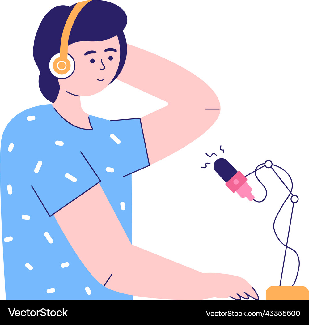 An editable flat of radio host Royalty Free Vector Image