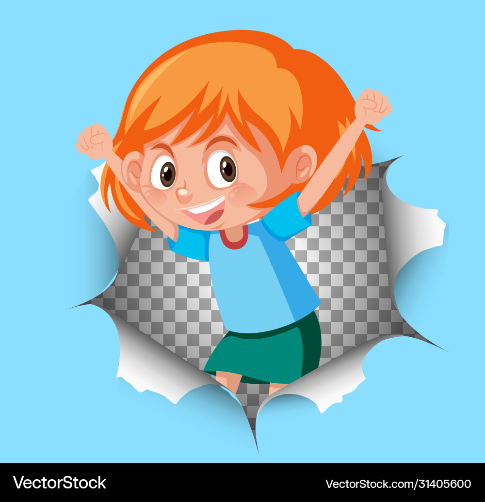 Background template design with happy girl Vector Image