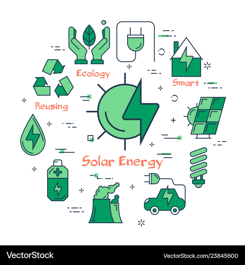 Banner of alternative energy - solar source Vector Image
