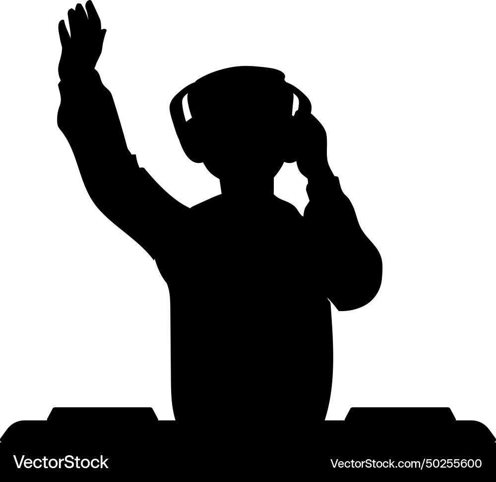 Dj silhouette waving hand Royalty Free Vector Image