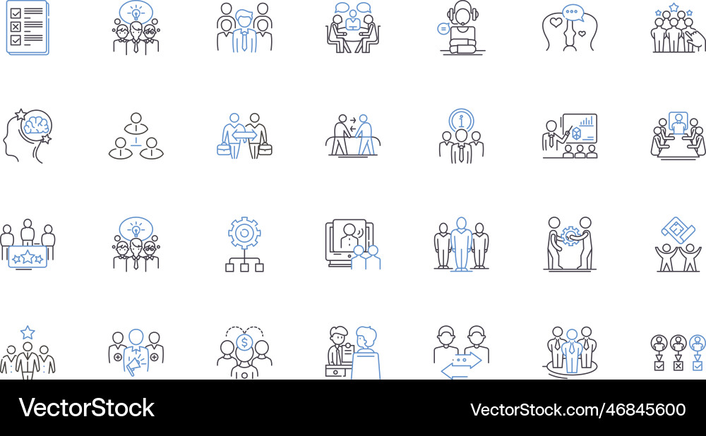 Fellowship line icons collection bonding Vector Image