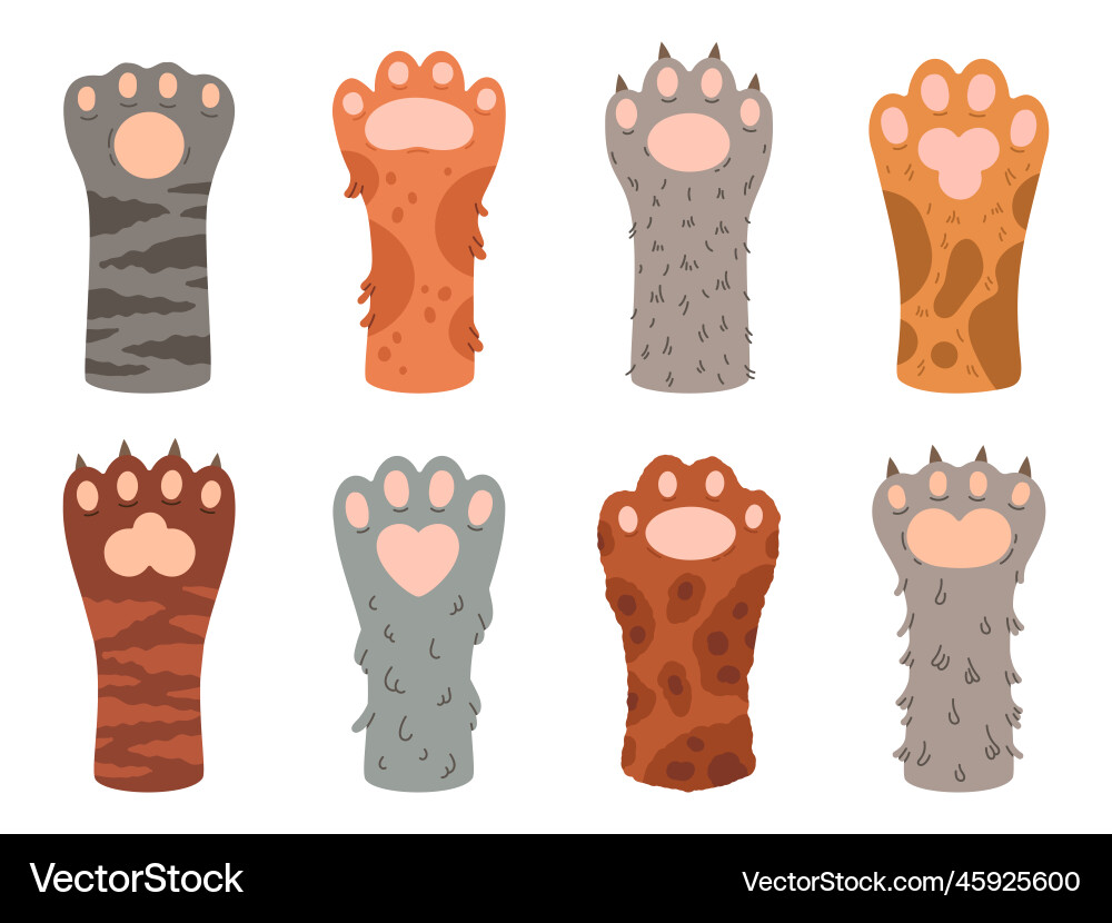 Kitty paws cartoon cute cats fluffy Royalty Free Vector