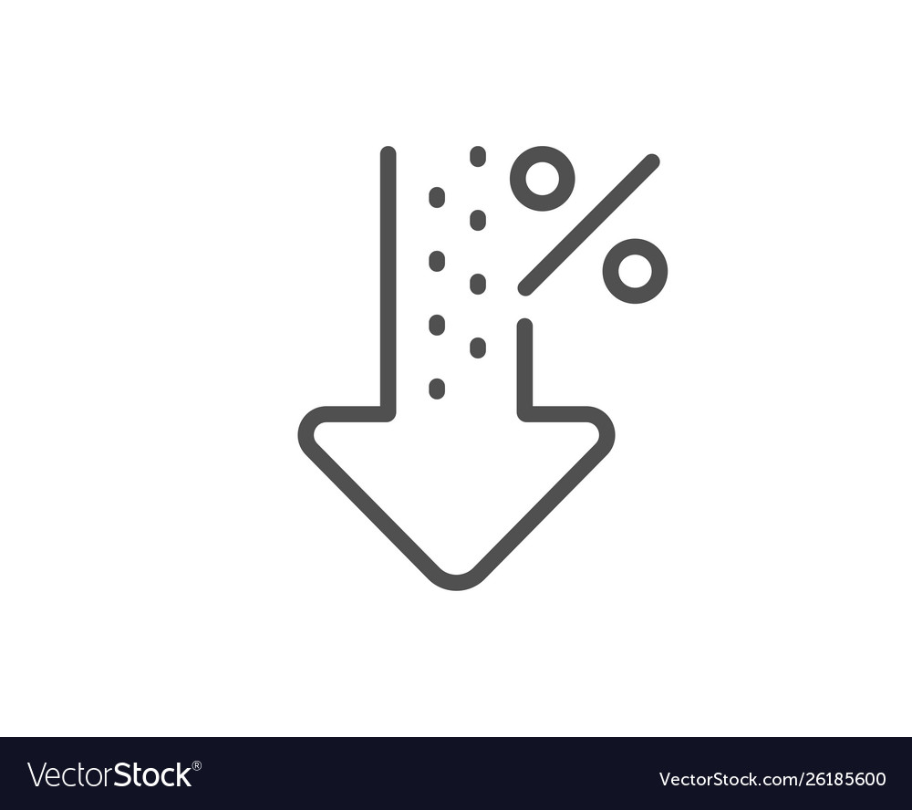Low percent line icon discount sign decrease Vector Image