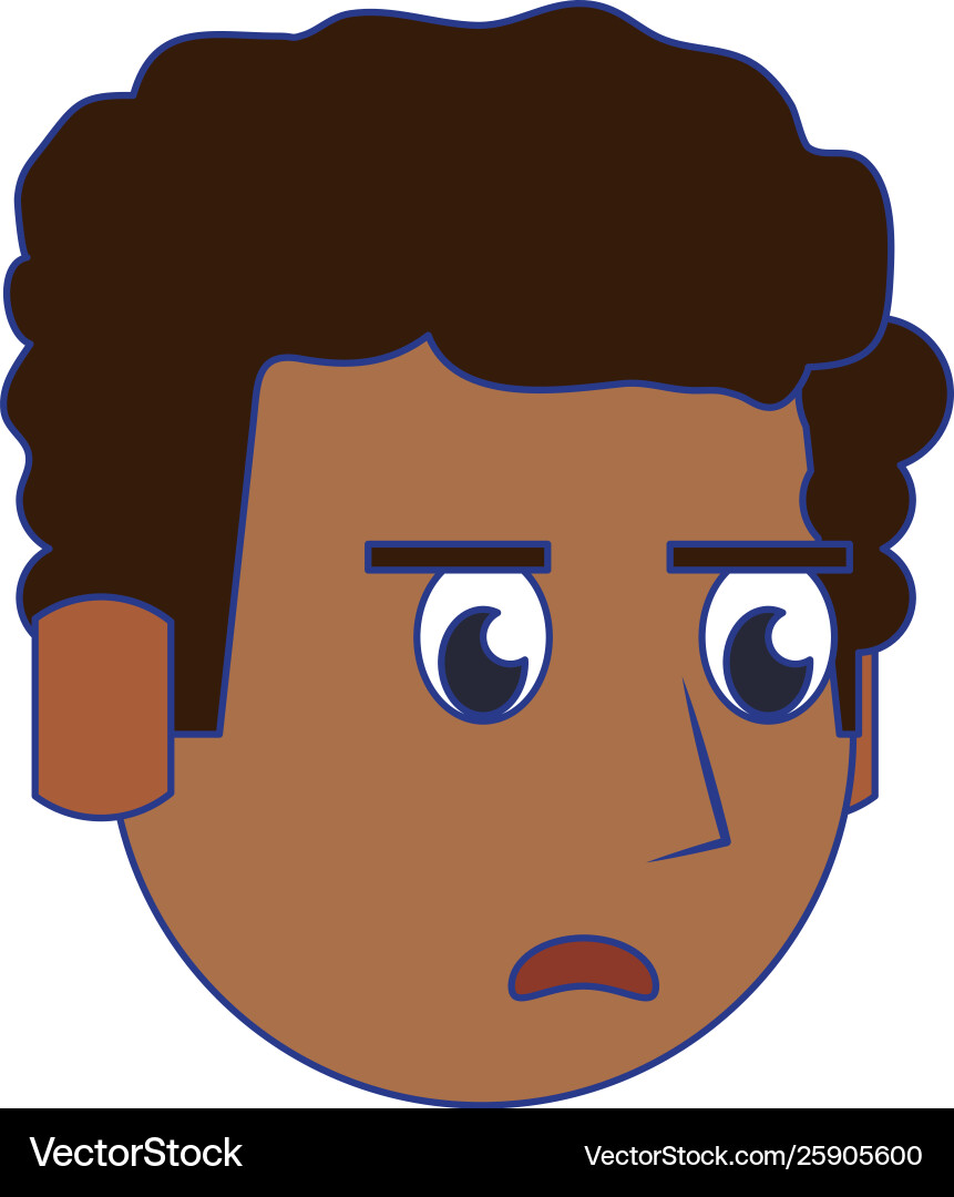 Man face head character cartoon blue lines Vector Image