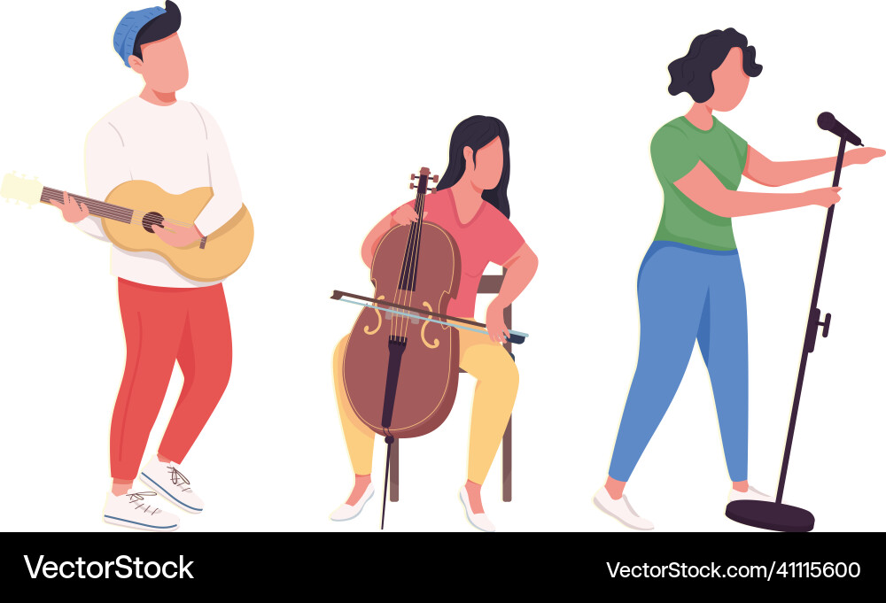 Music band performance flat color faceless Vector Image