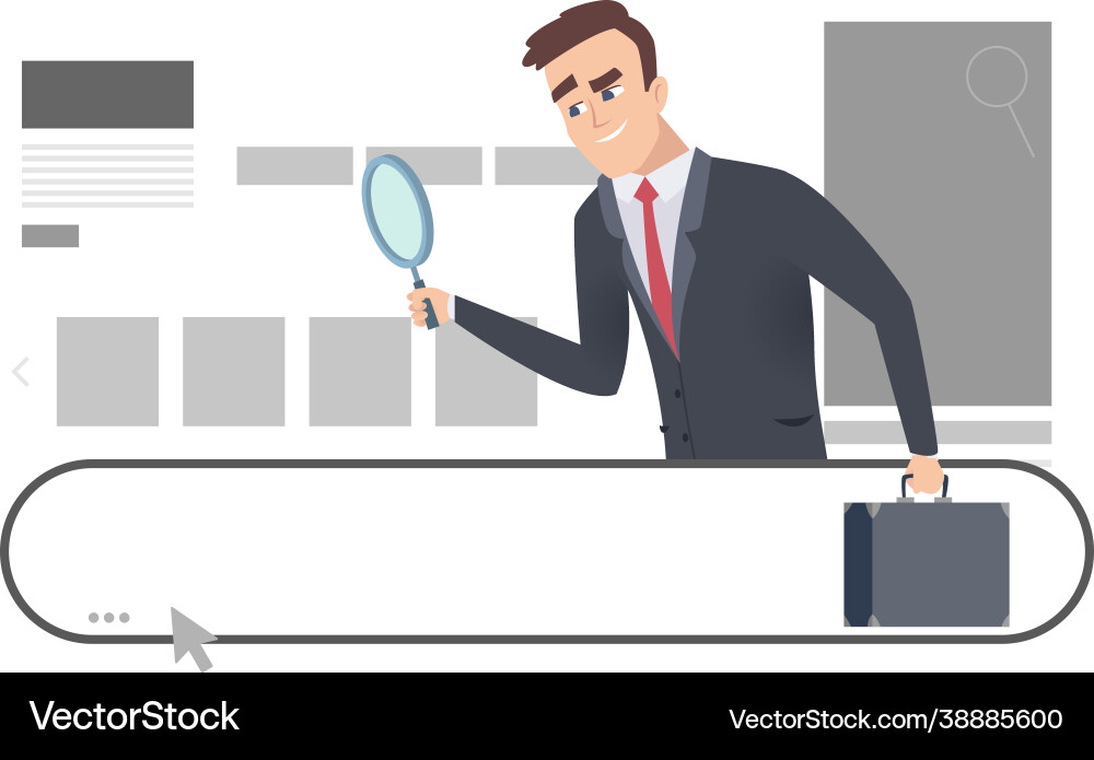 Searching in browser man look search bar Vector Image