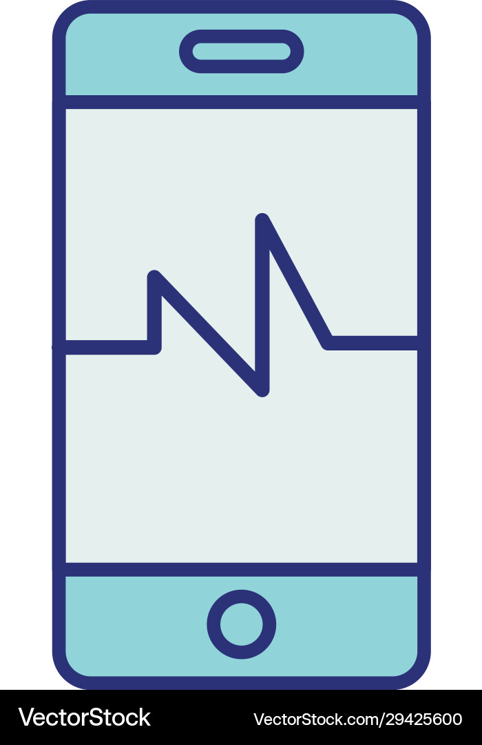 Smartphone with cardiology app icon Royalty Free Vector