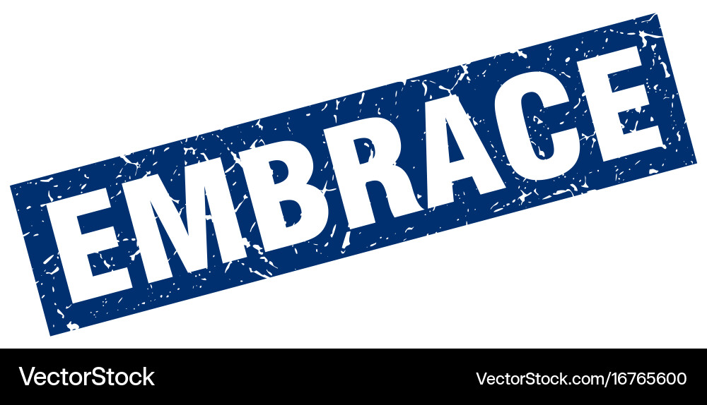 Square grunge blue embrace stamp Royalty Free Vector Image