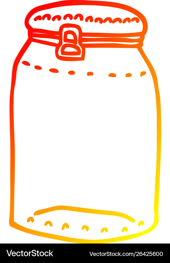 Warm gradient line drawing cartoon glass jar Vector Image