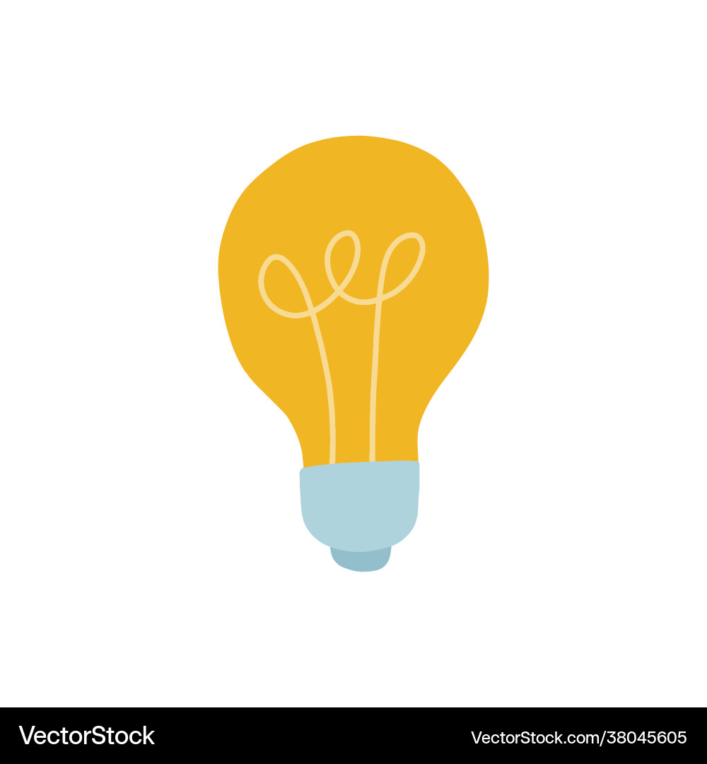 A yellow light bulb with blue base idea sign Vector Image