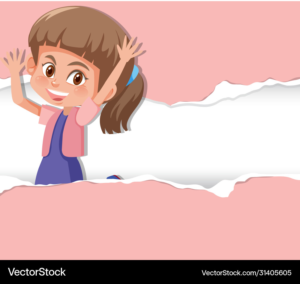 Background template design with happy girl Vector Image