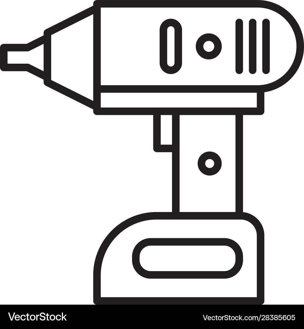 Black line electric cordless screwdriver icon Vector Image
