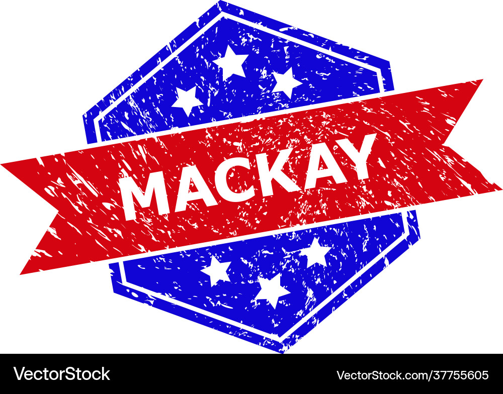 Hexagon bicolor mackay stamp with rubber style Vector Image