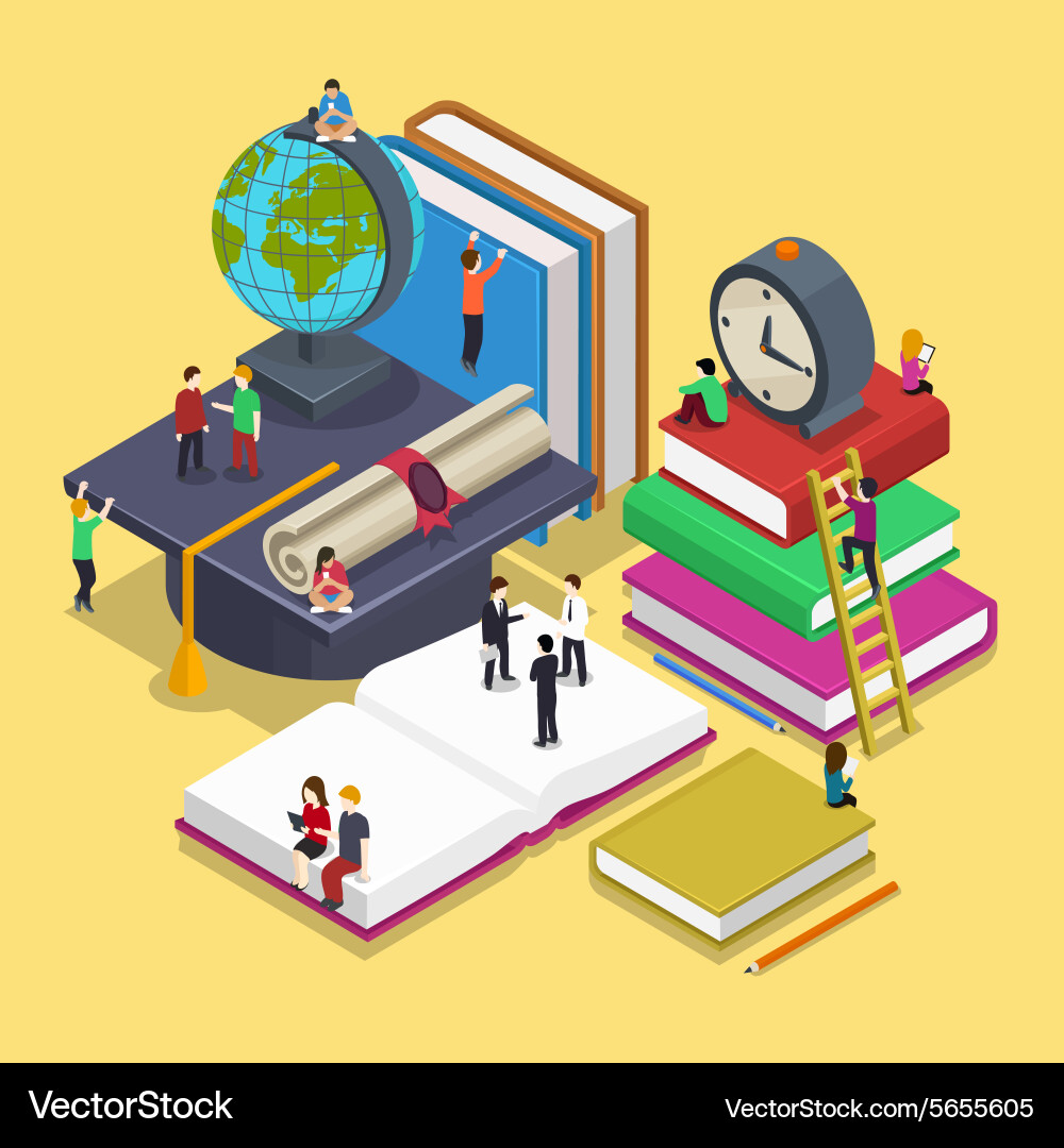 Isometric education graduation concept with people