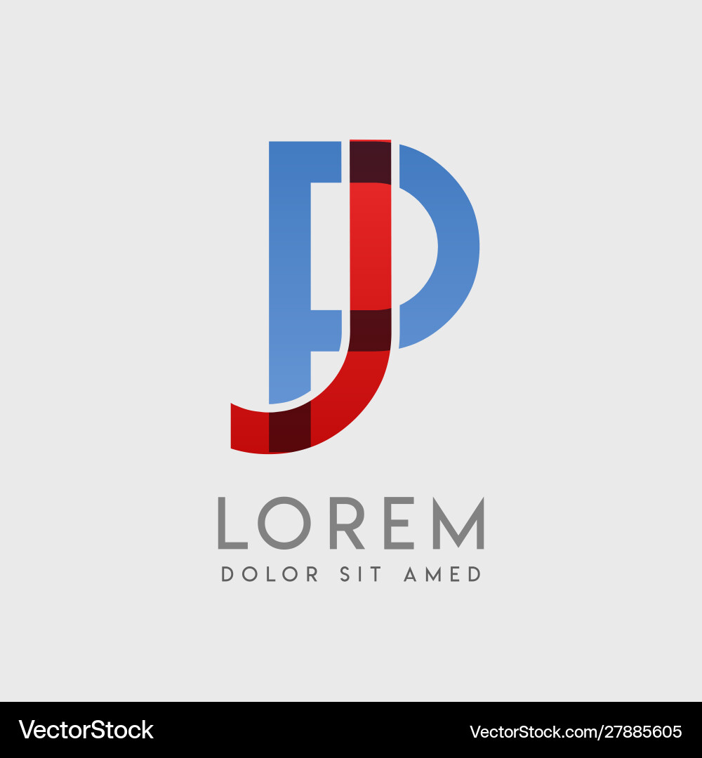 Jp logo letters with blue and red gradation Vector Image