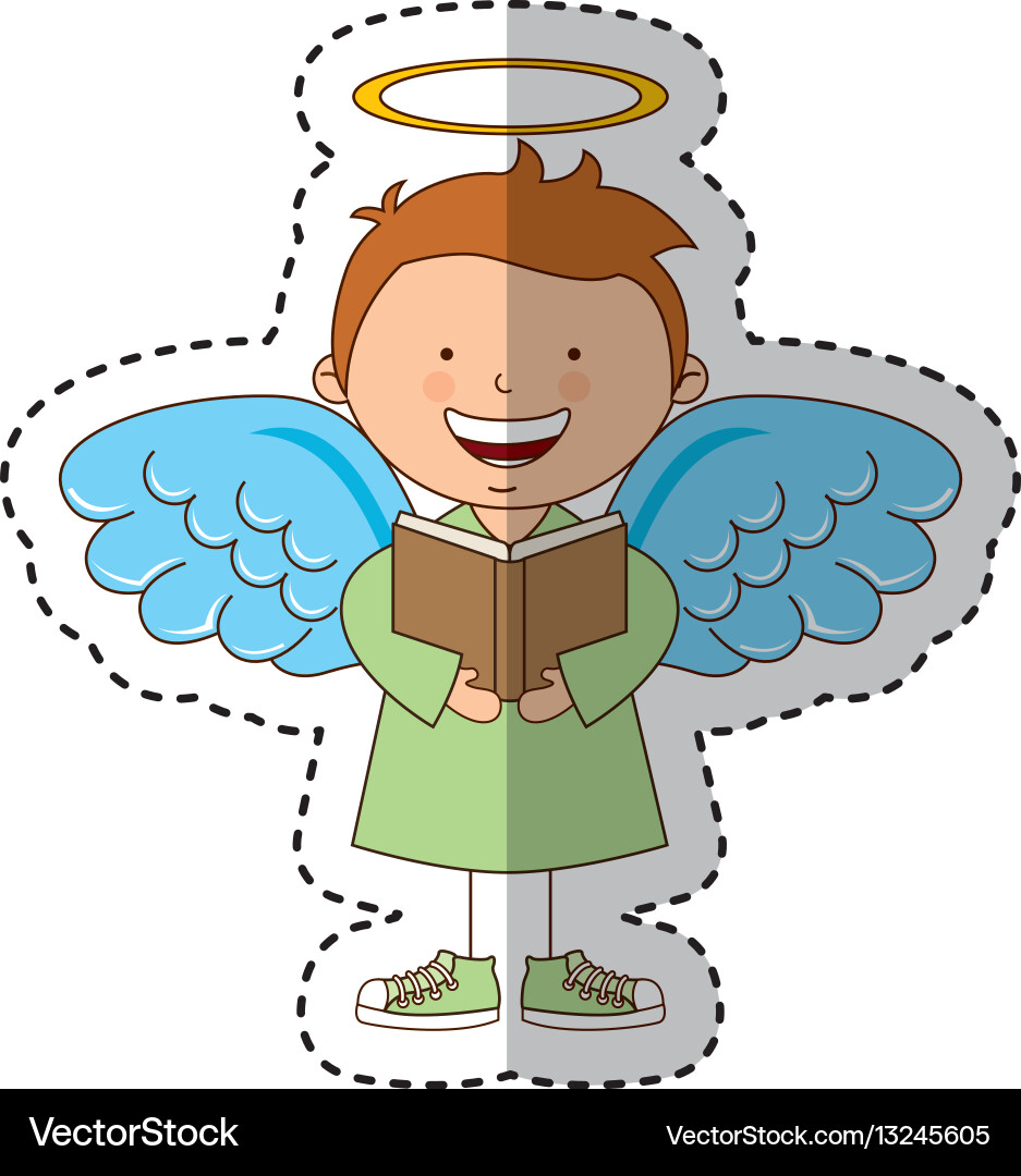 Little boy angel character Royalty Free Vector Image