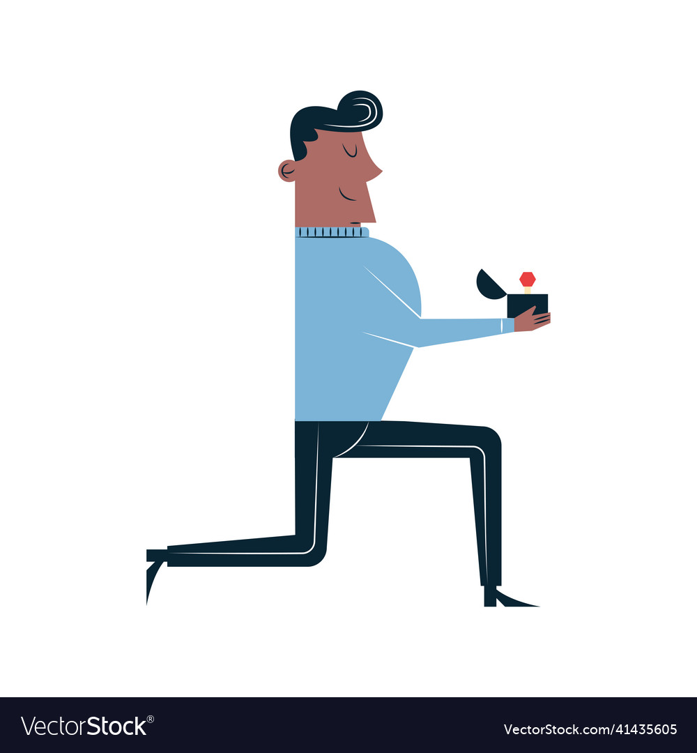 Man Kneeling With Proposal Ring Royalty Free Vector Image
