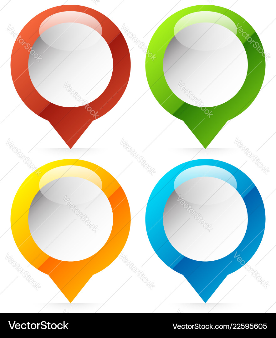 Map marker pin icon in 4 colors Royalty Free Vector Image