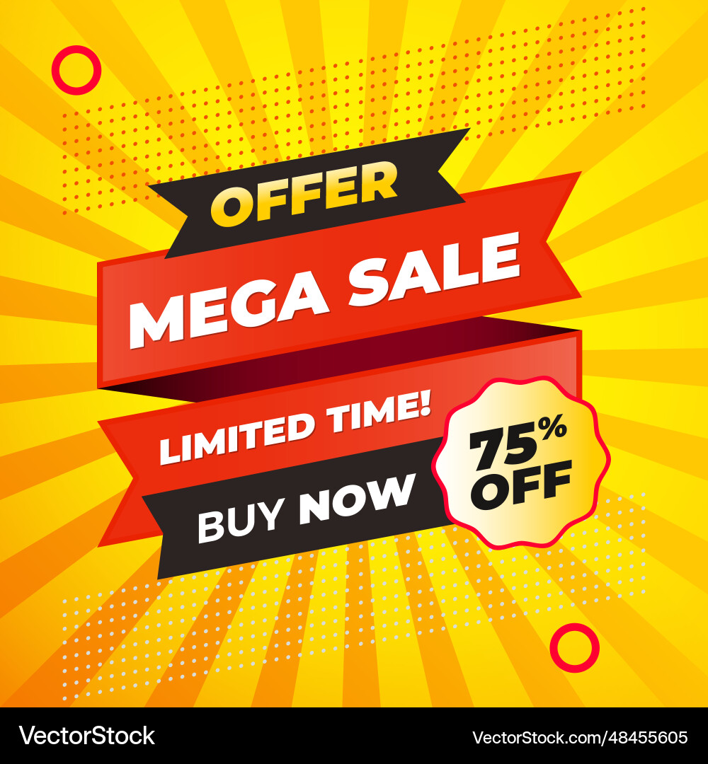 Mega sale offer horizontal banner templates Vector Image