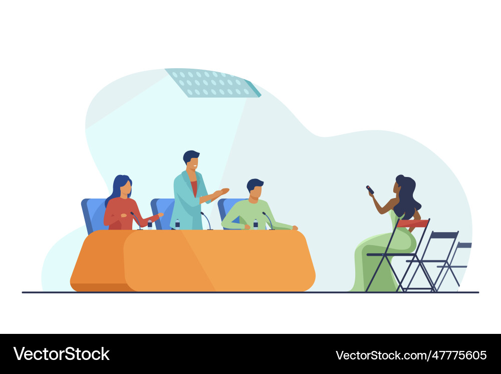Positive officials speaking at press conference Vector Image