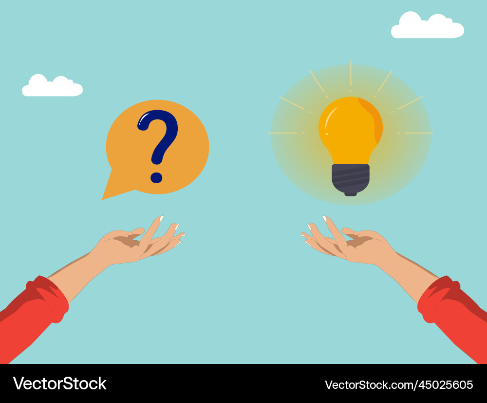 Question and answer businessman hand holding ques Vector Image