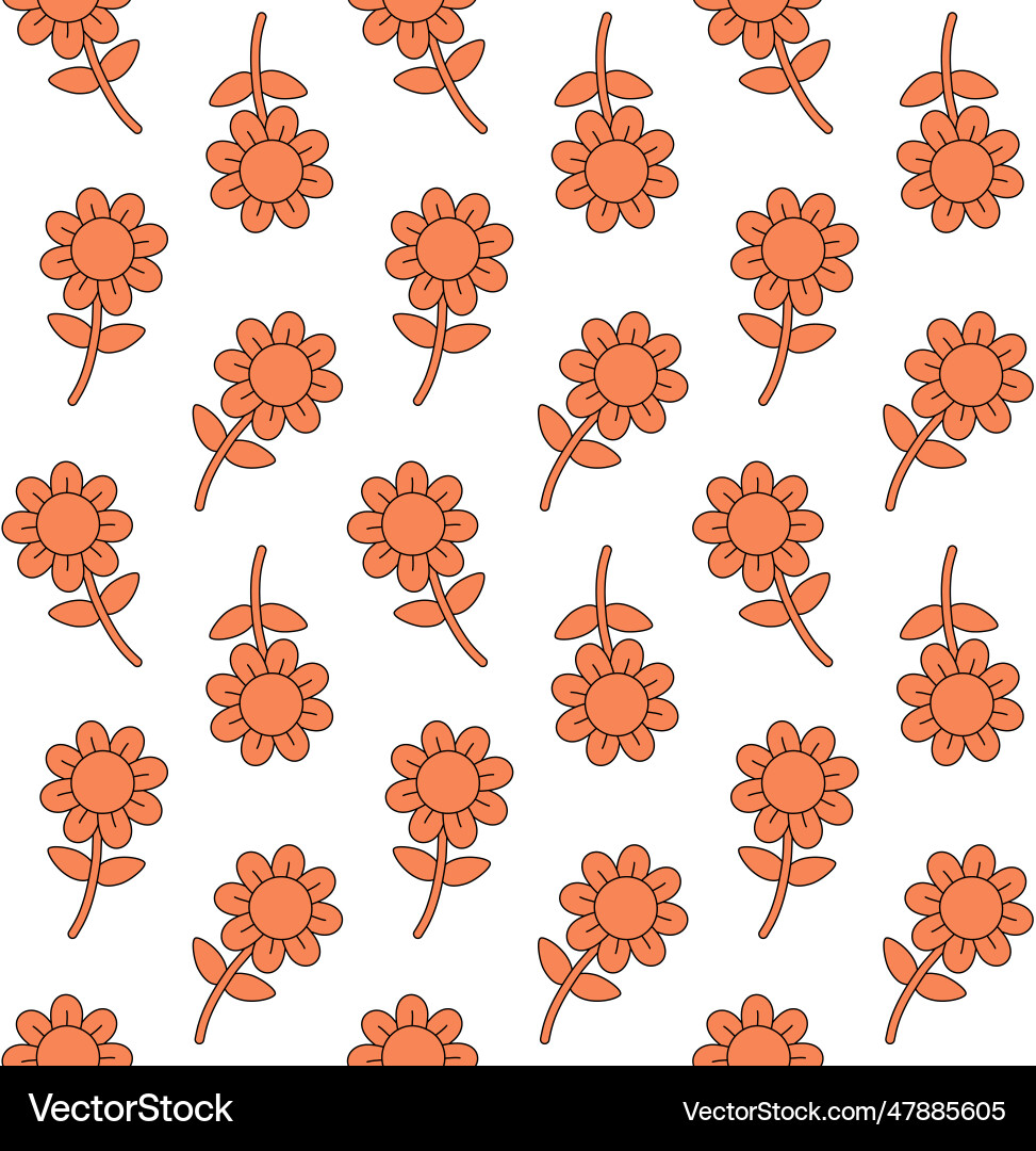 Seamless pattern of retro groovy flower Royalty Free Vector
