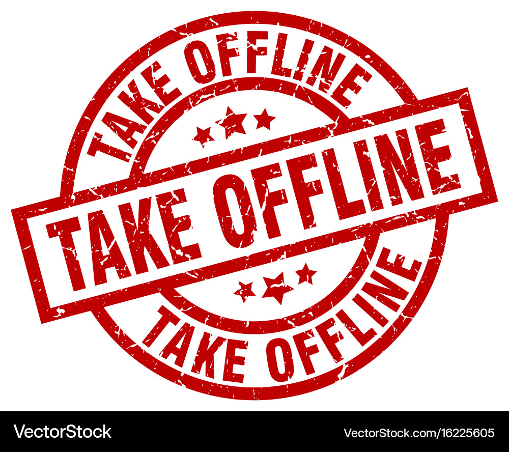 Take offline round red grunge stamp Royalty Free Vector