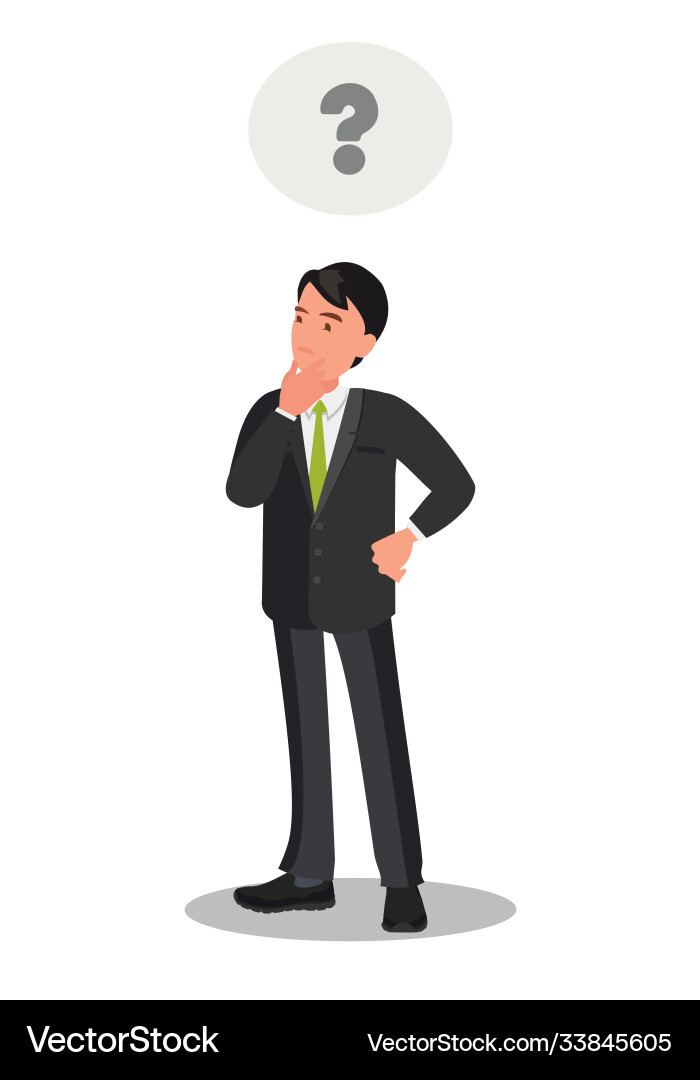 Thoughtful thinking a young businessman Royalty Free Vector