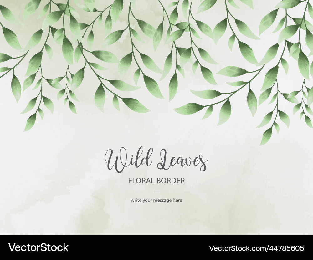 Wild leaves floral border background Royalty Free Vector