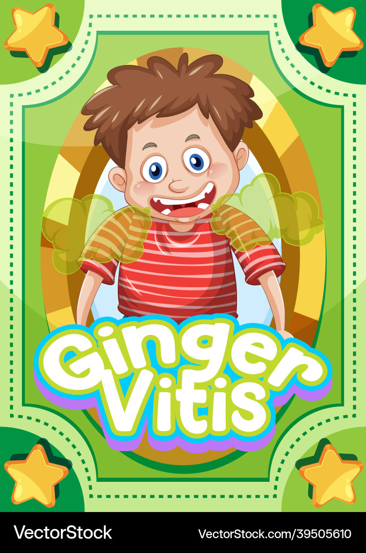 Character game card with word ginger vitis Vector Image